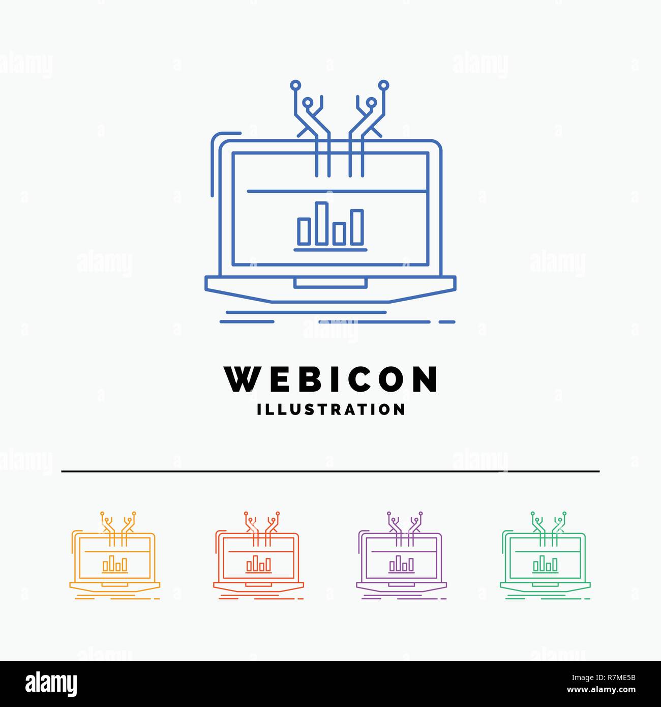 Analysis Analytical Management Online Platform 5 Color Line Web Icon Template Isolated On