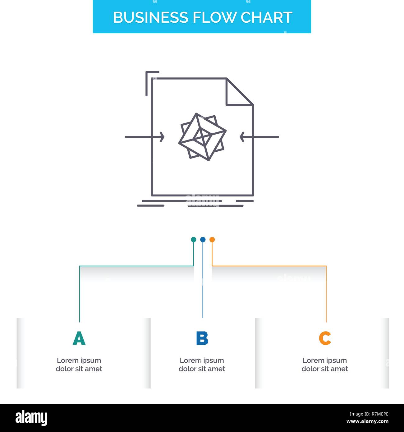 3d Document File Object Processing Business Flow Chart Design With