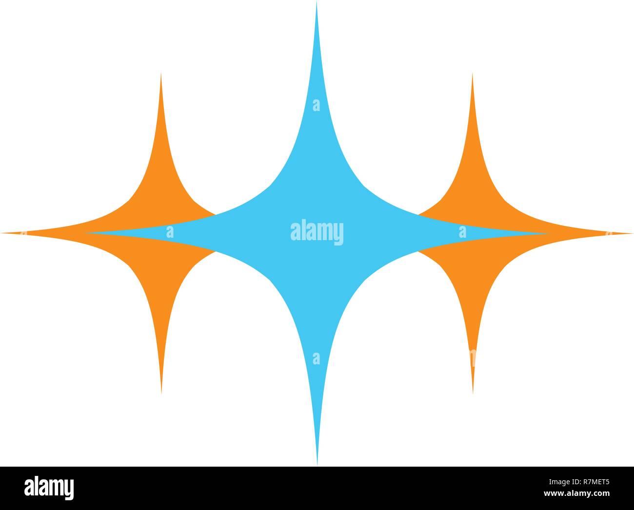 Stars Clean Logo Template in blue and orange colors. vector ...