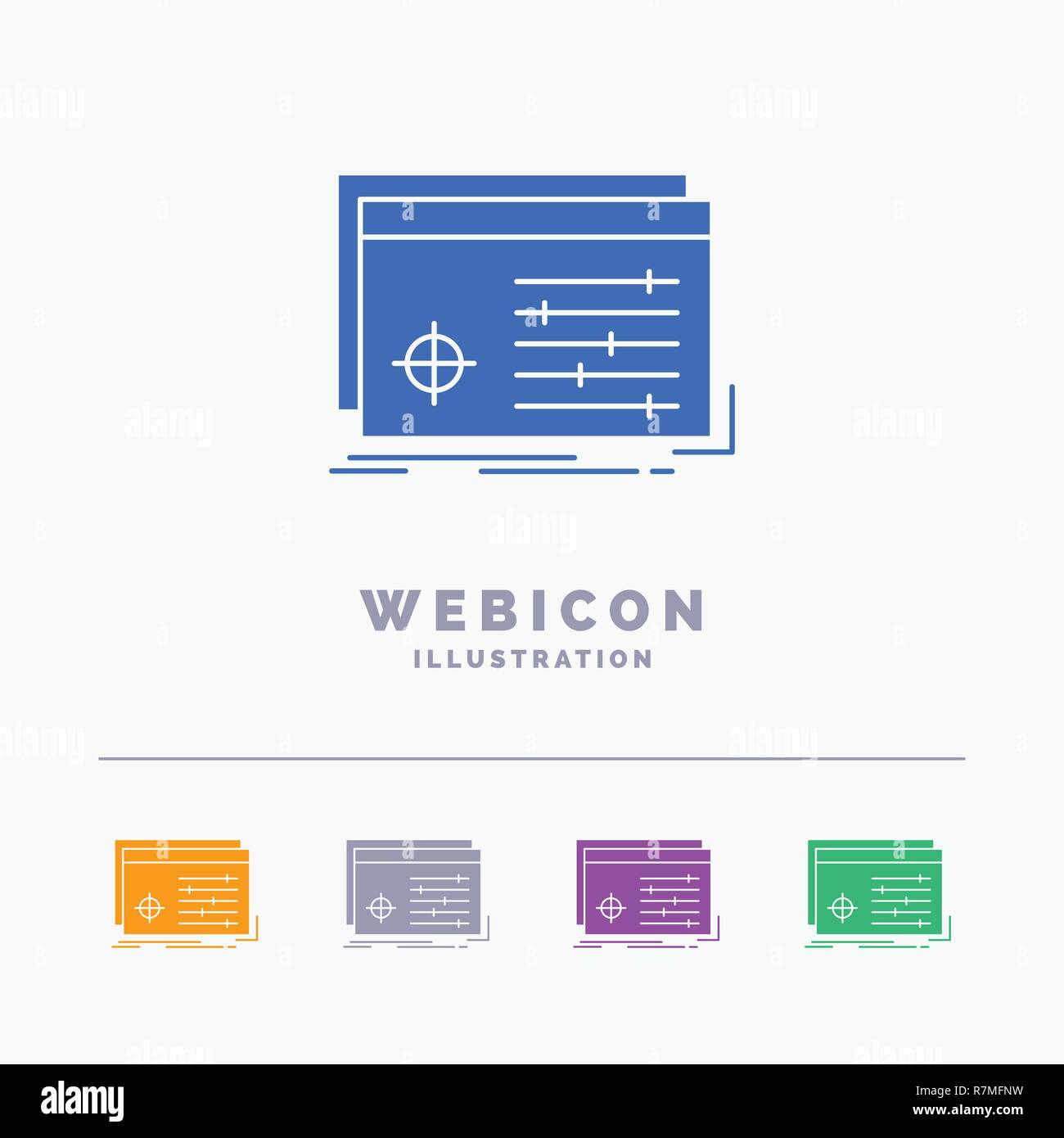 File Object Processing Settings Software 5 Color Glyph Web Icon Template Isolated On White