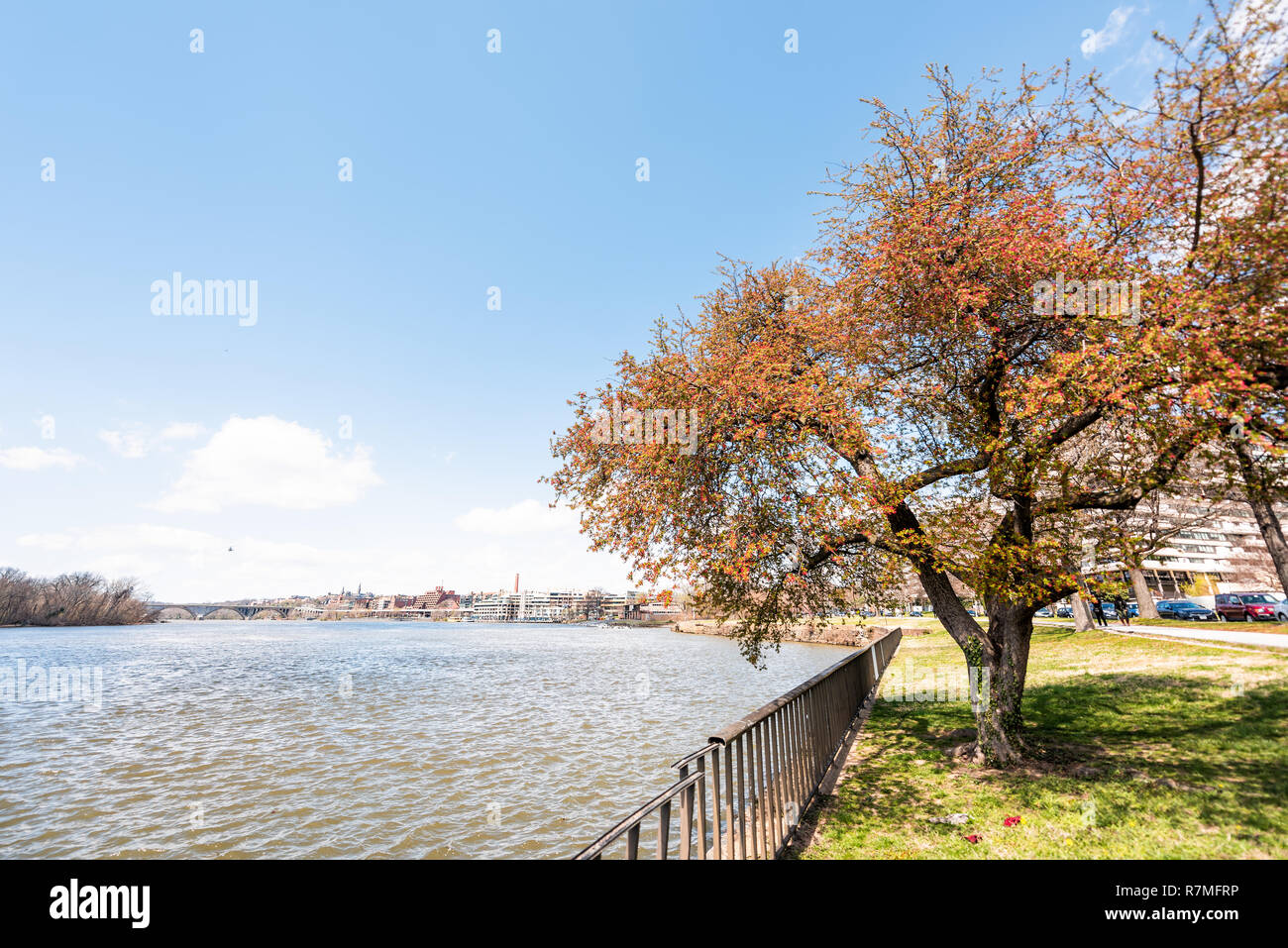 Washington DC, USA Georgetown and Foggy Bottom riverside view with ...