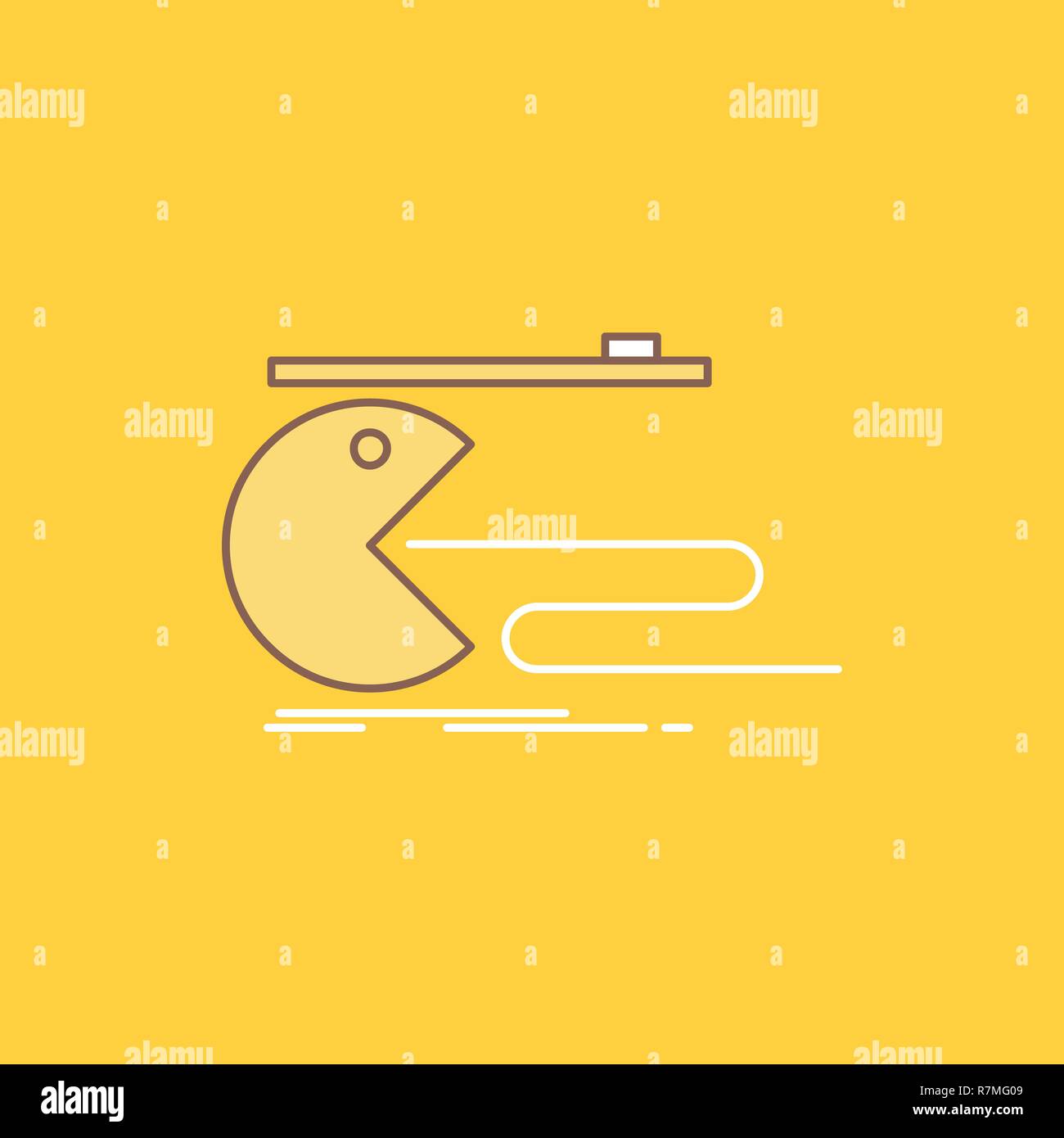 Character, computer, game, gaming, pacman Flat Line Filled Icon ...