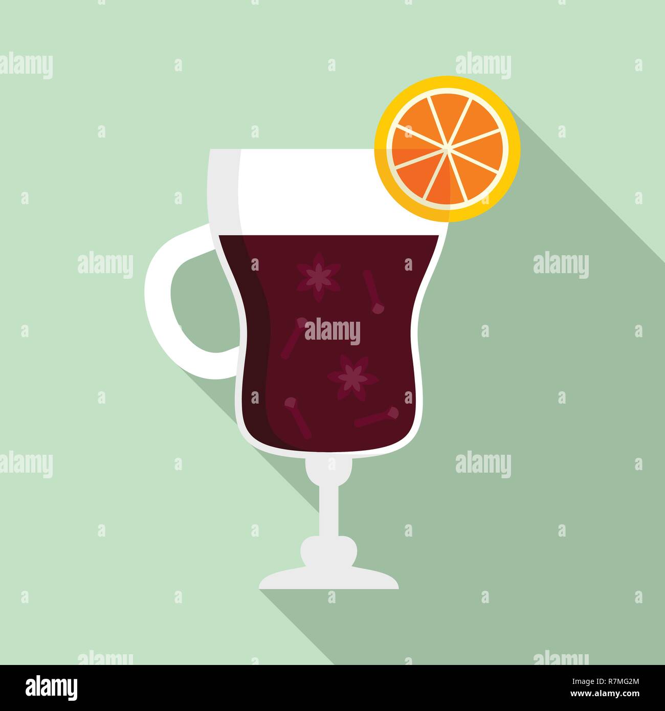 Mulled wine glass icon. Flat illustration of mulled wine glass vector icon for web design Stock ...
