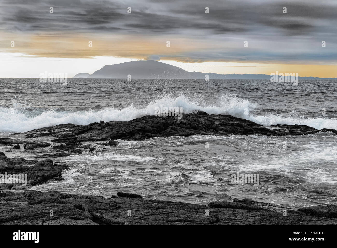 Wolf volcano or Volcán Wolf, Isabela Island, alápagos Islands, Ecuador ...