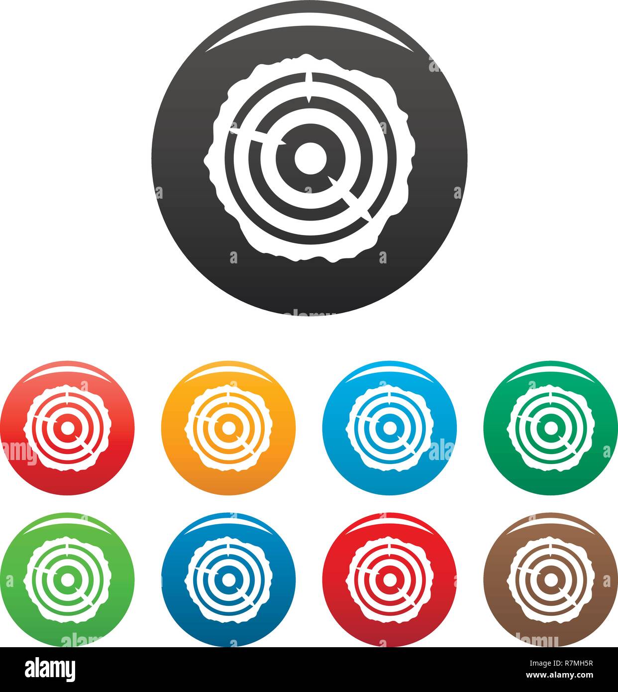 Tree saw cut icons set 9 color vector isolated on white for any design ...