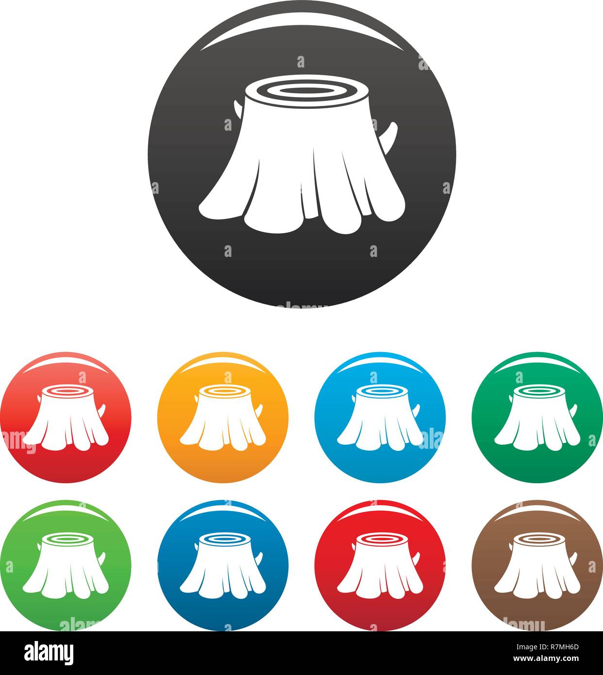 Tree stump icons set 9 color vector isolated on white for any design ...