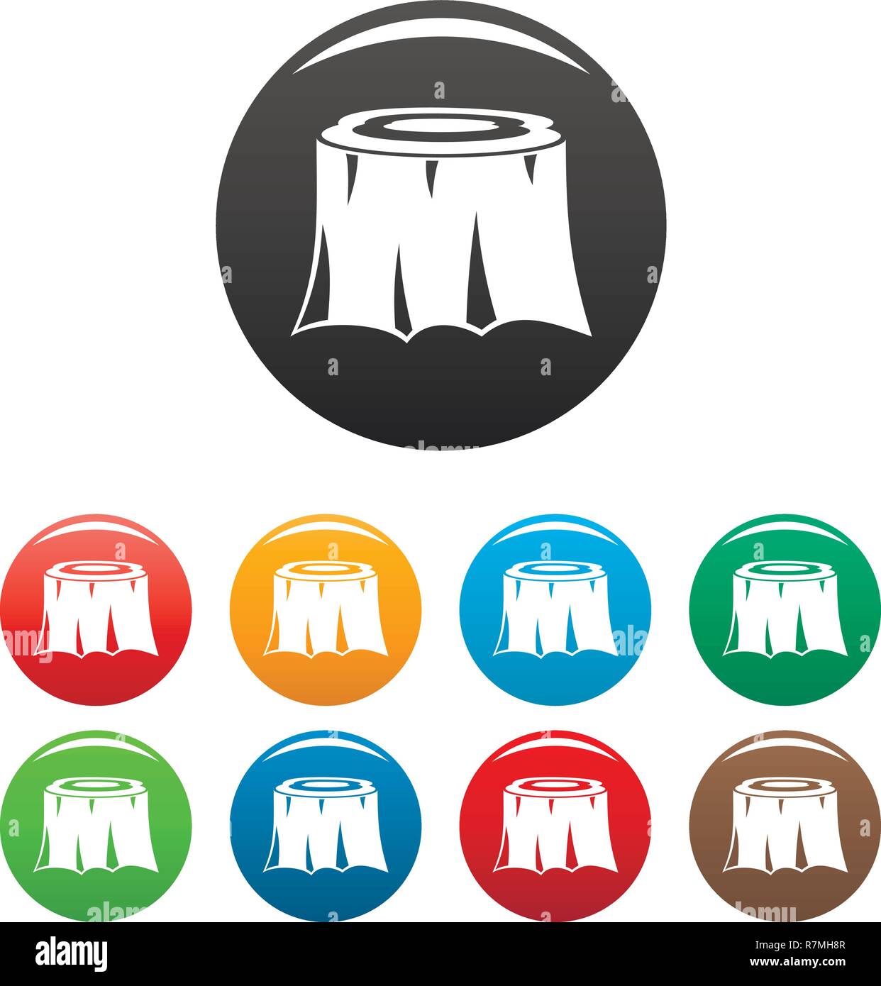 Forest cut tree icons set 9 color vector isolated on white for any ...