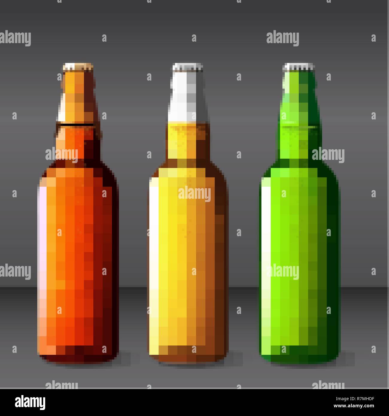 Beer bottle glass isolated on background. Vector packaging mockup with ...
