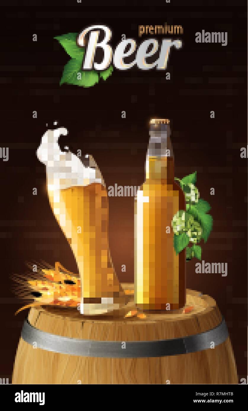 Bottle beer hops on Stock Vector Images - Alamy