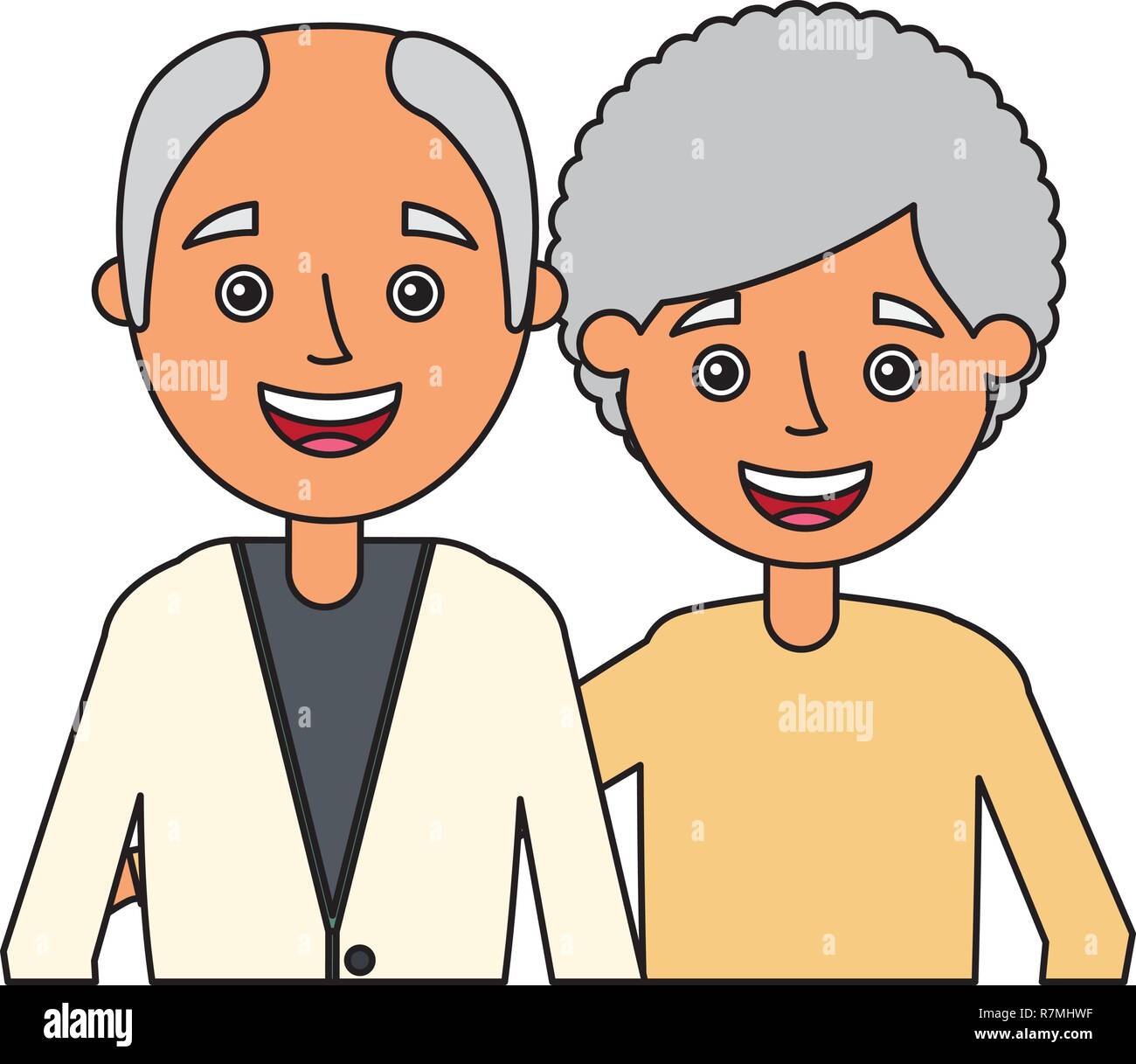 elderly couple embrace characters white background Stock Vector Image ...