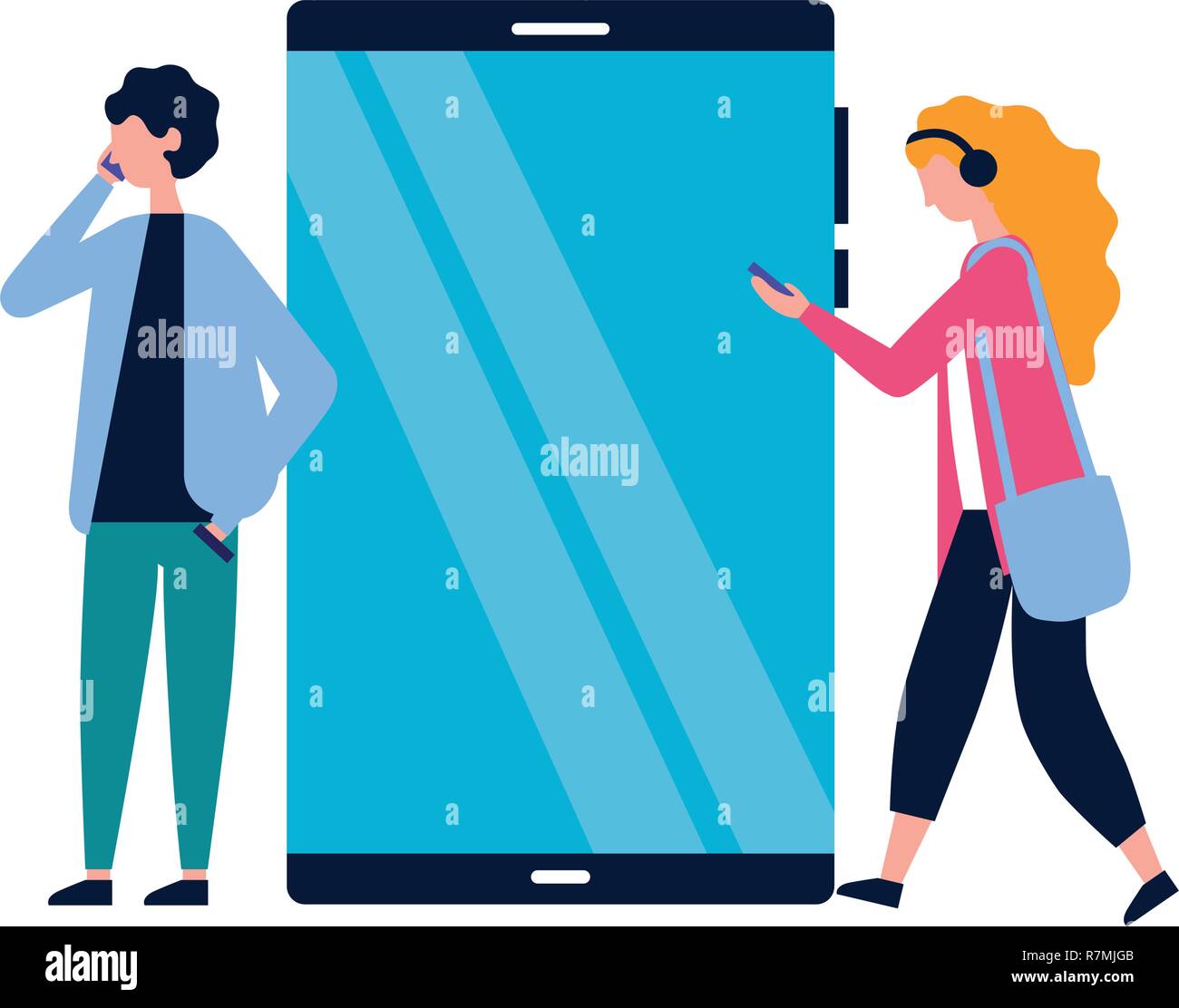 man and woman using mobile technology Stock Vector Image & Art - Alamy