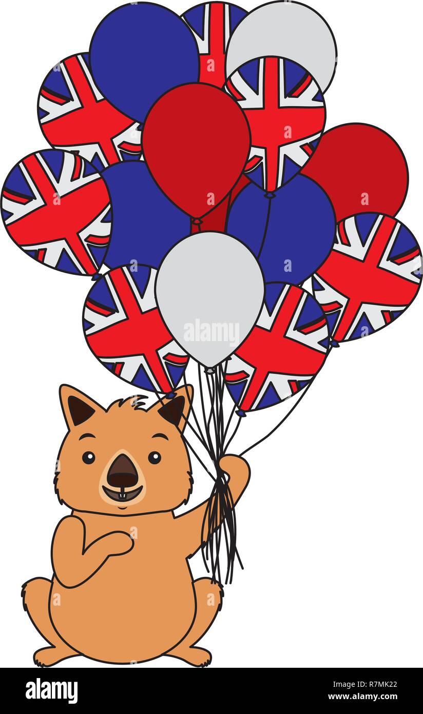 wombat with hat and balloons australian flag Stock Vector Image & Art ...