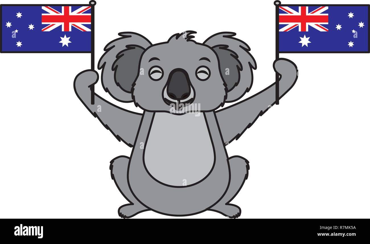 cute koala with two australian flags Stock Vector Image & Art - Alamy