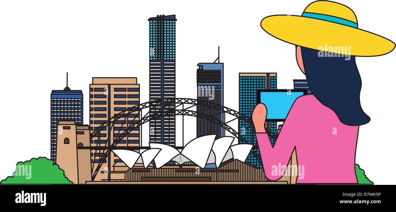 Woman tourist taking travel Stock Vector Images - Alamy