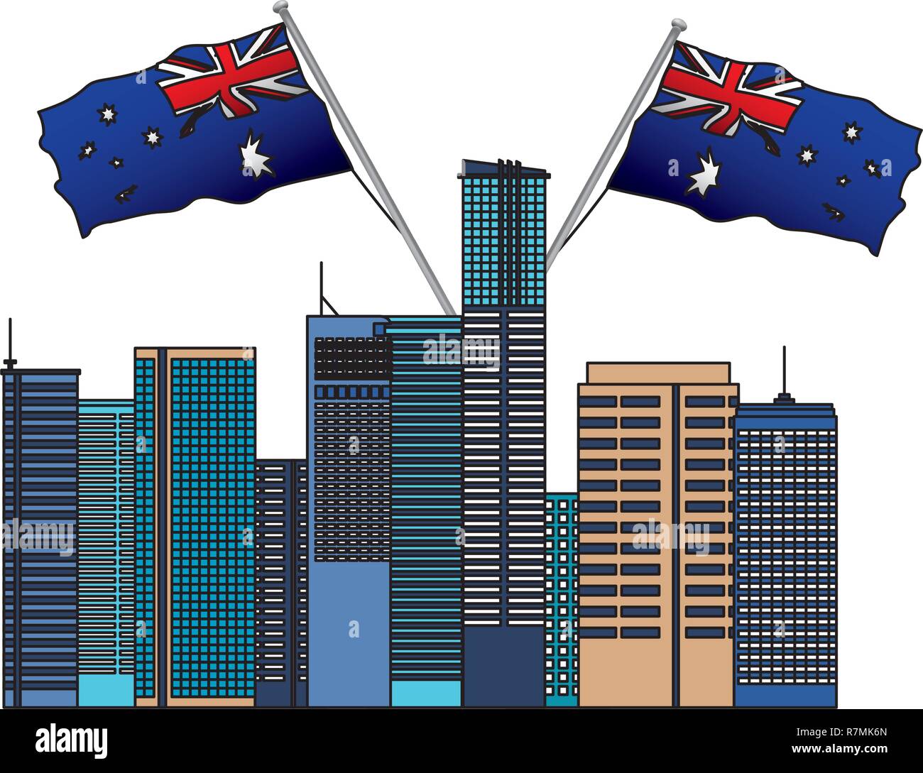 australian city with flags nation Stock Vector Image & Art - Alamy