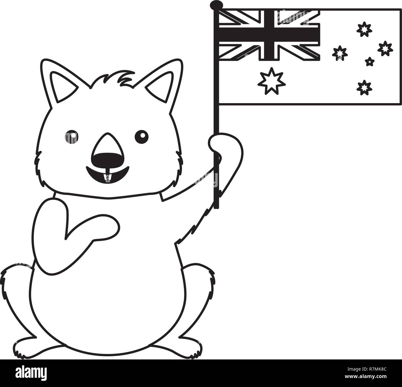 wombat with hat australian flag celebration Stock Vector Image & Art ...