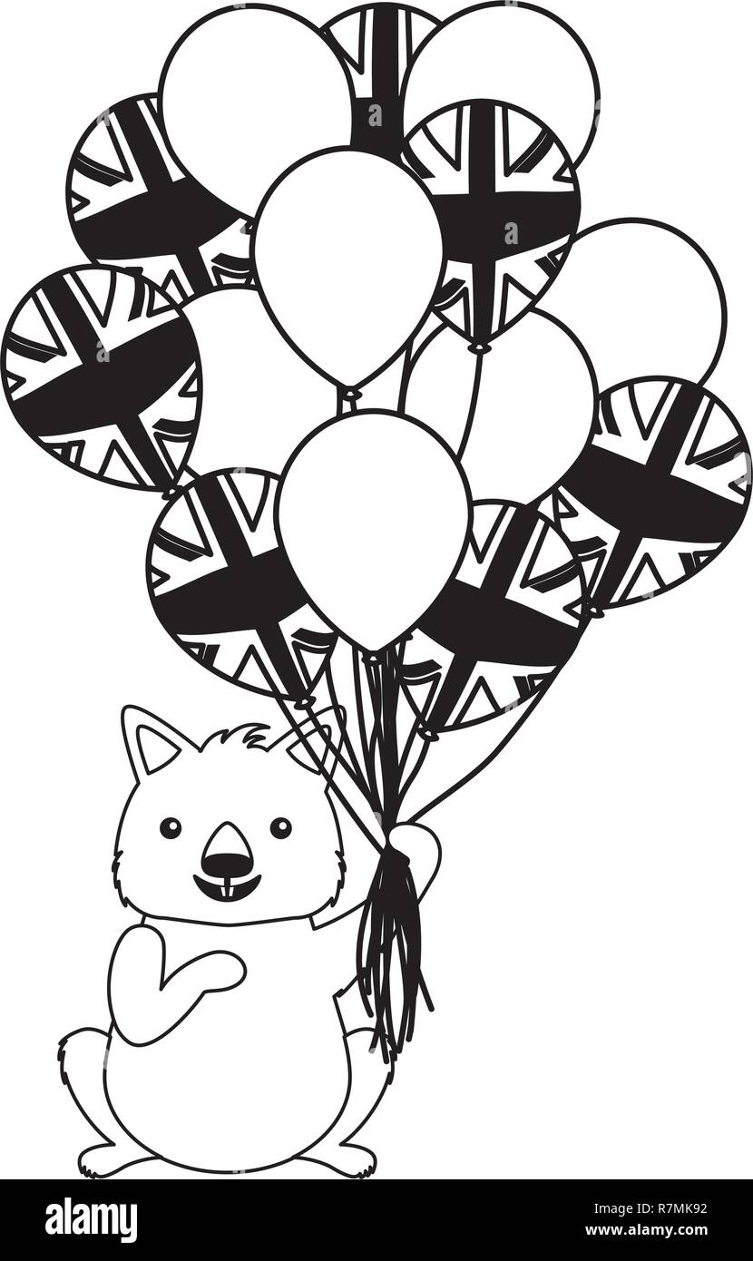 wombat with hat and balloons australian flag Stock Vector Image & Art ...
