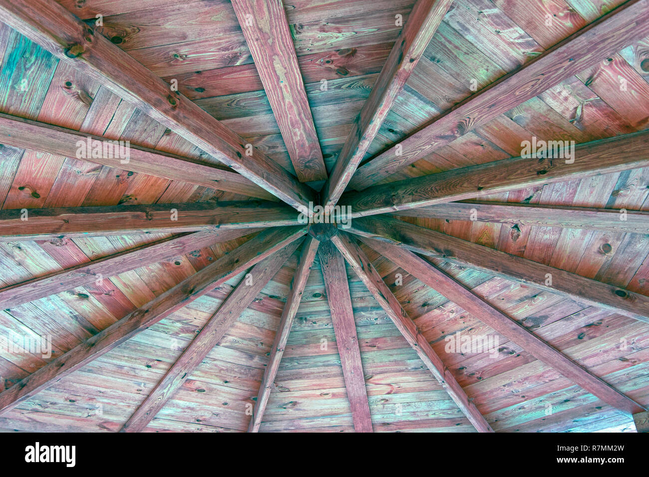 wooden roof street arbor close-up view from inside Stock Photo - Alamy