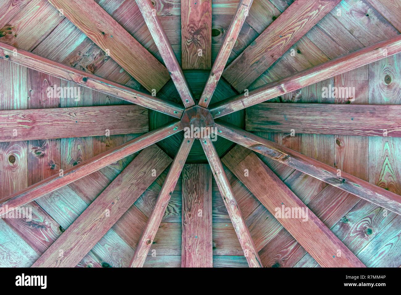 wooden roof street arbor close-up view from inside Stock Photo - Alamy