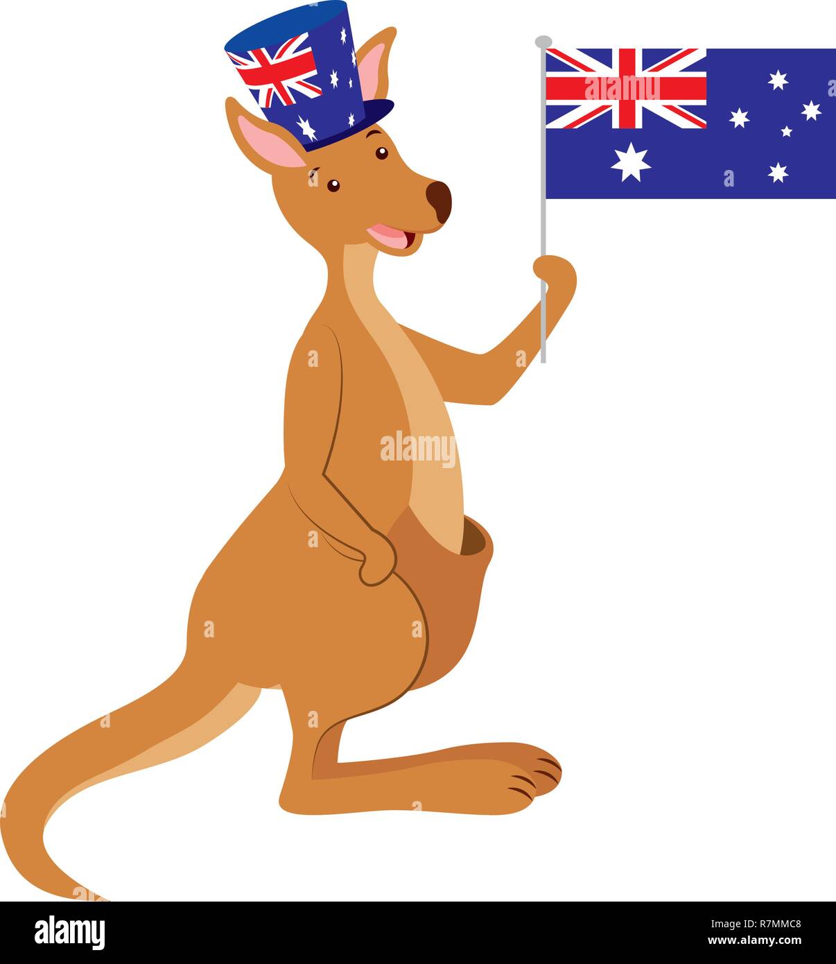 kangaroo with hat australian flag celebration Stock Vector Image & Art ...