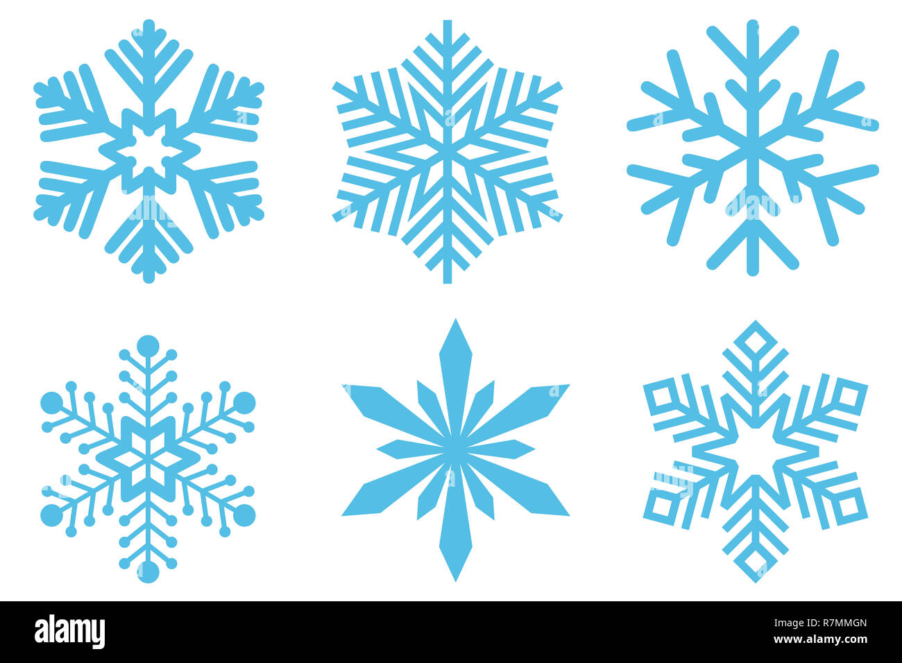 Group of different snowflakes isolated on white Stock Photo - Alamy