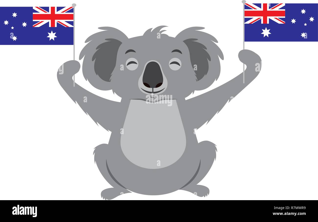 cute koala with two australian flags Stock Vector Image & Art - Alamy