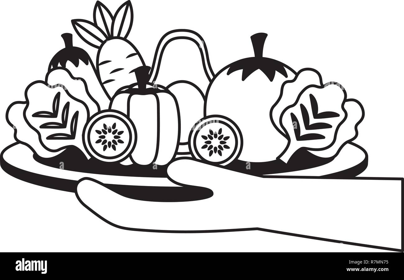 hand holding vegetables on dish healthy food Stock Vector Image & Art ...