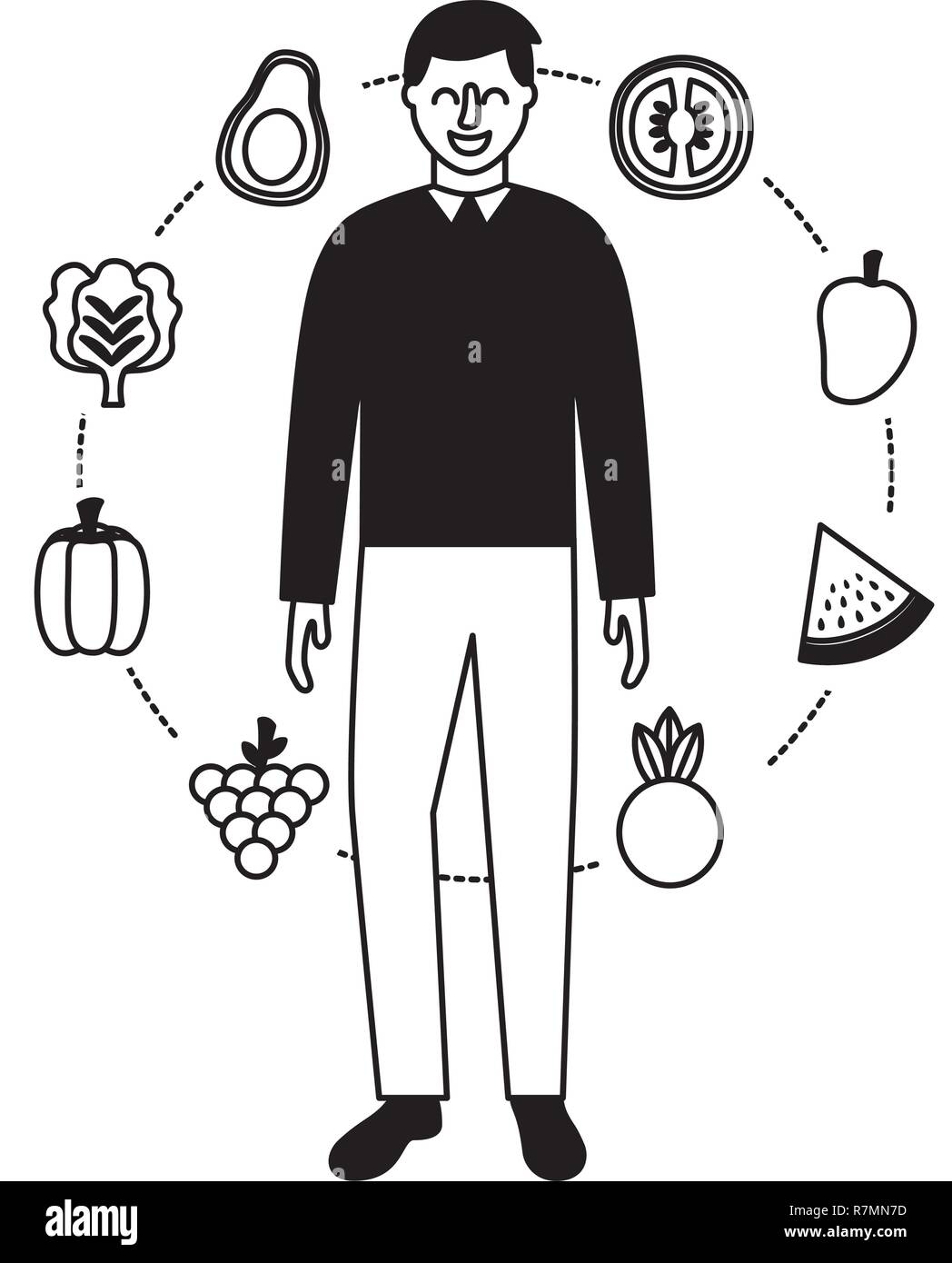 man with fruits and vegetables healthy food Stock Vector Image & Art ...