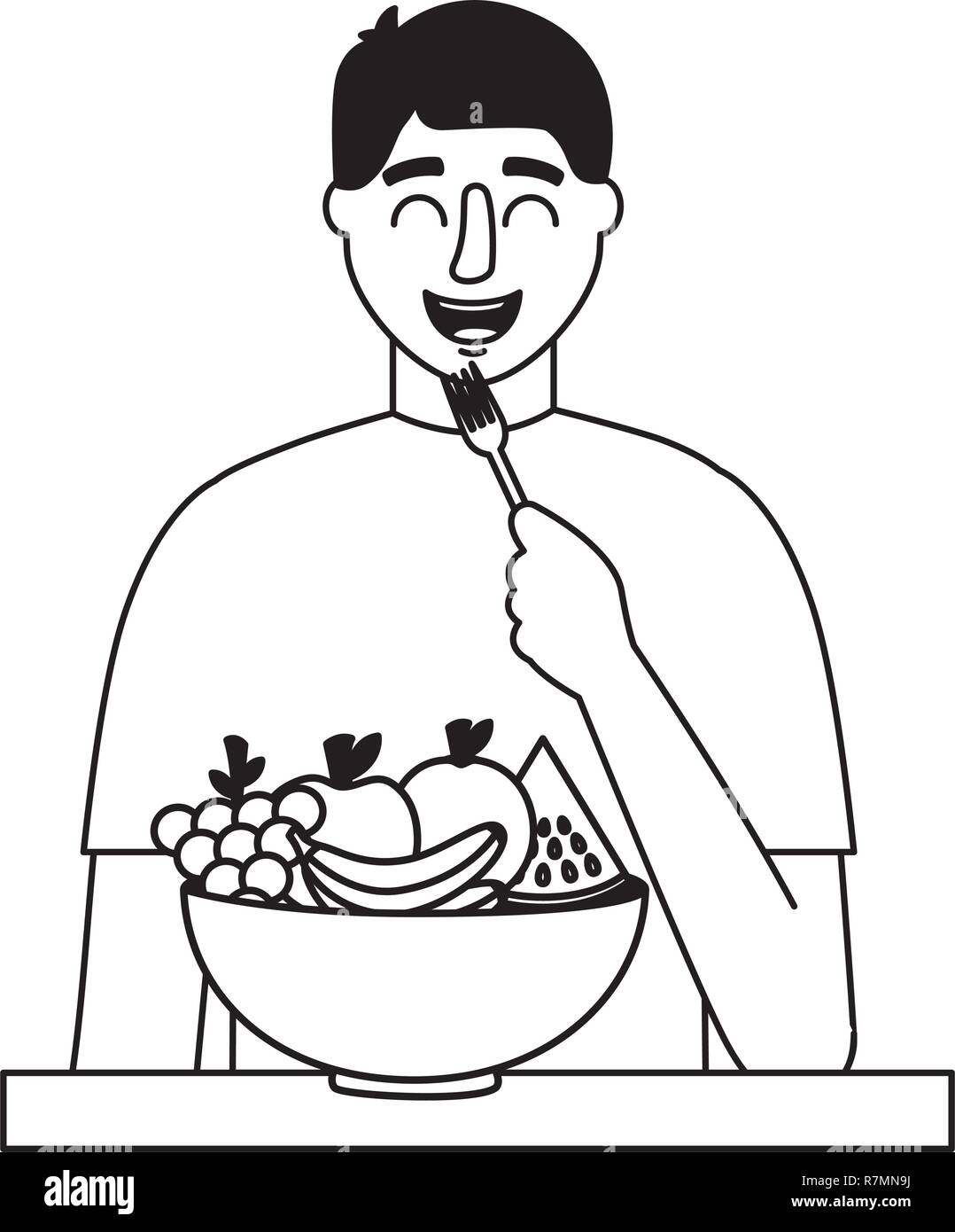 man eating fruits healthy food Stock Vector Image & Art - Alamy