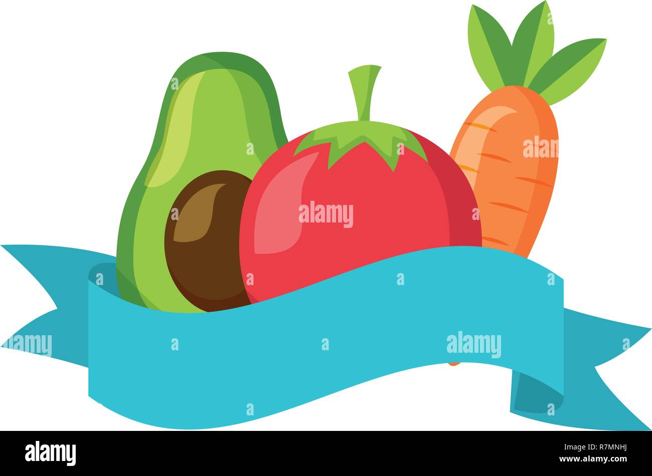 avocado tomato carrot healthy food ribbon Stock Vector Image & Art - Alamy