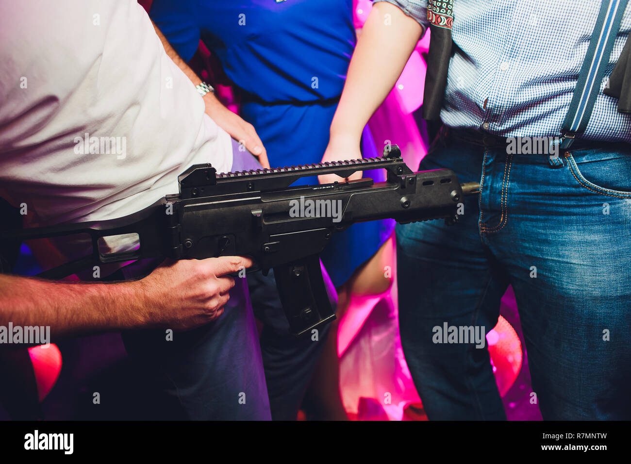 Automatic machine gun, hand hald, close up Stock Photo - Alamy