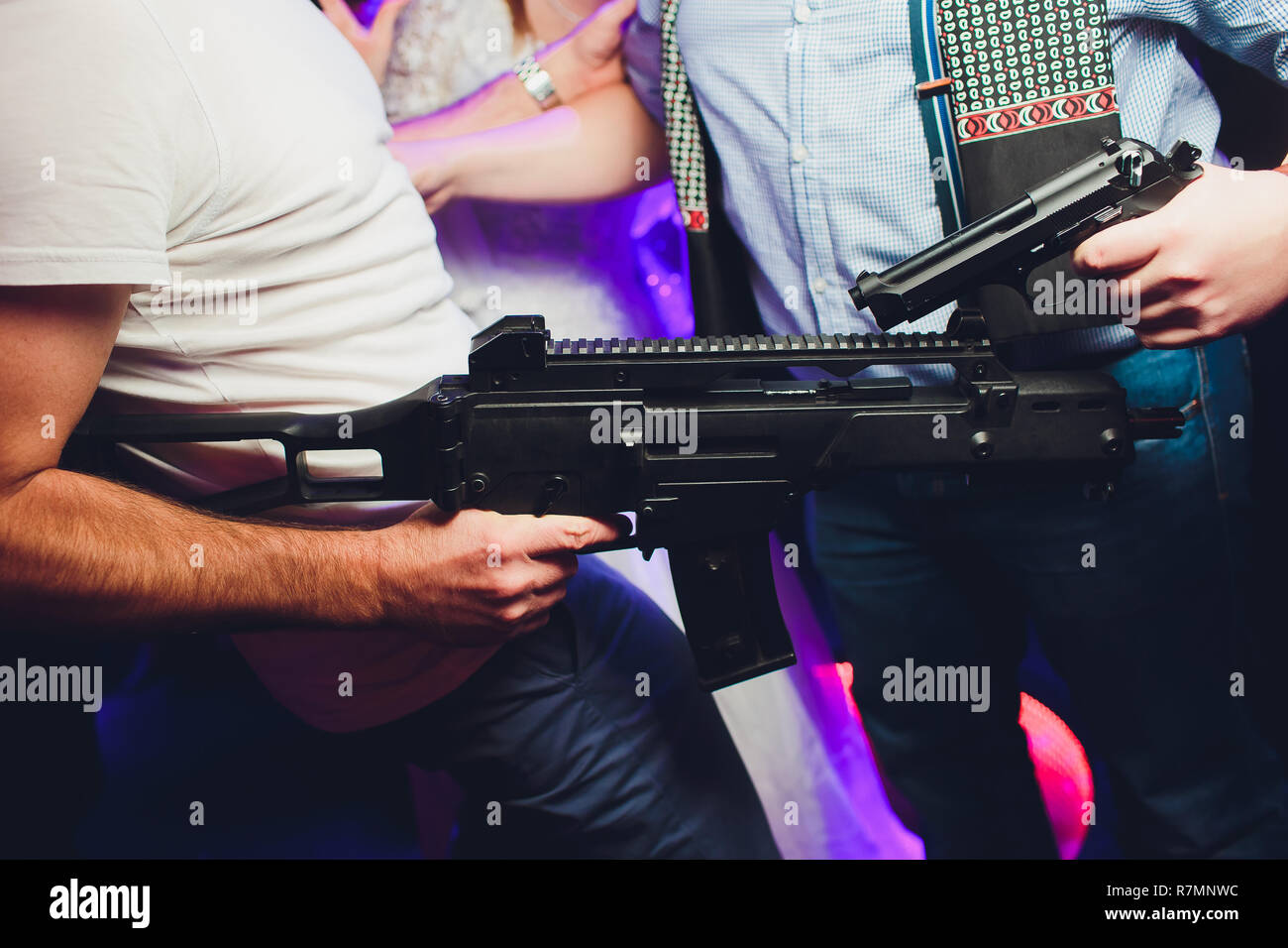 Automatic machine gun, hand hald, close up Stock Photo - Alamy