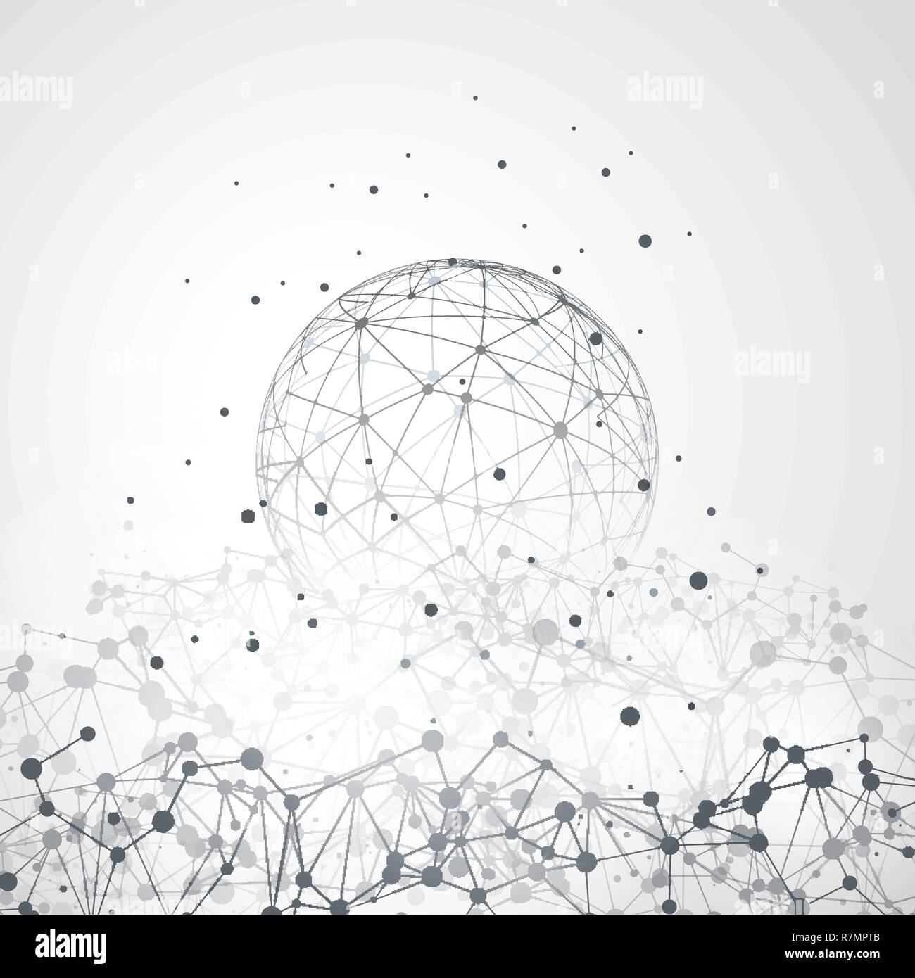 Black And White Modern Minimal Style Cloud Computing Connections Networks Structure Concept