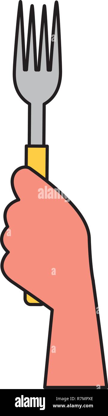 hand holding fork on white background Stock Vector Image & Art - Alamy