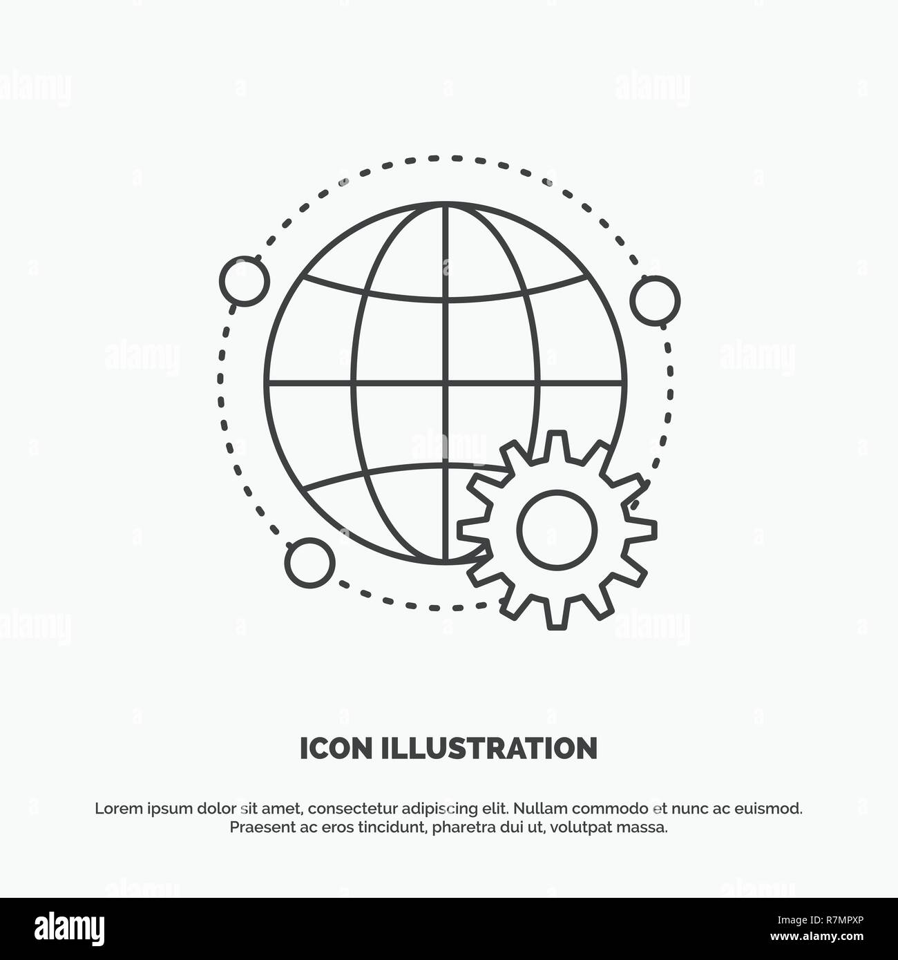 connected, online, world, globe, multiplayer Icon. Line vector gray symbol for UI and UX ...