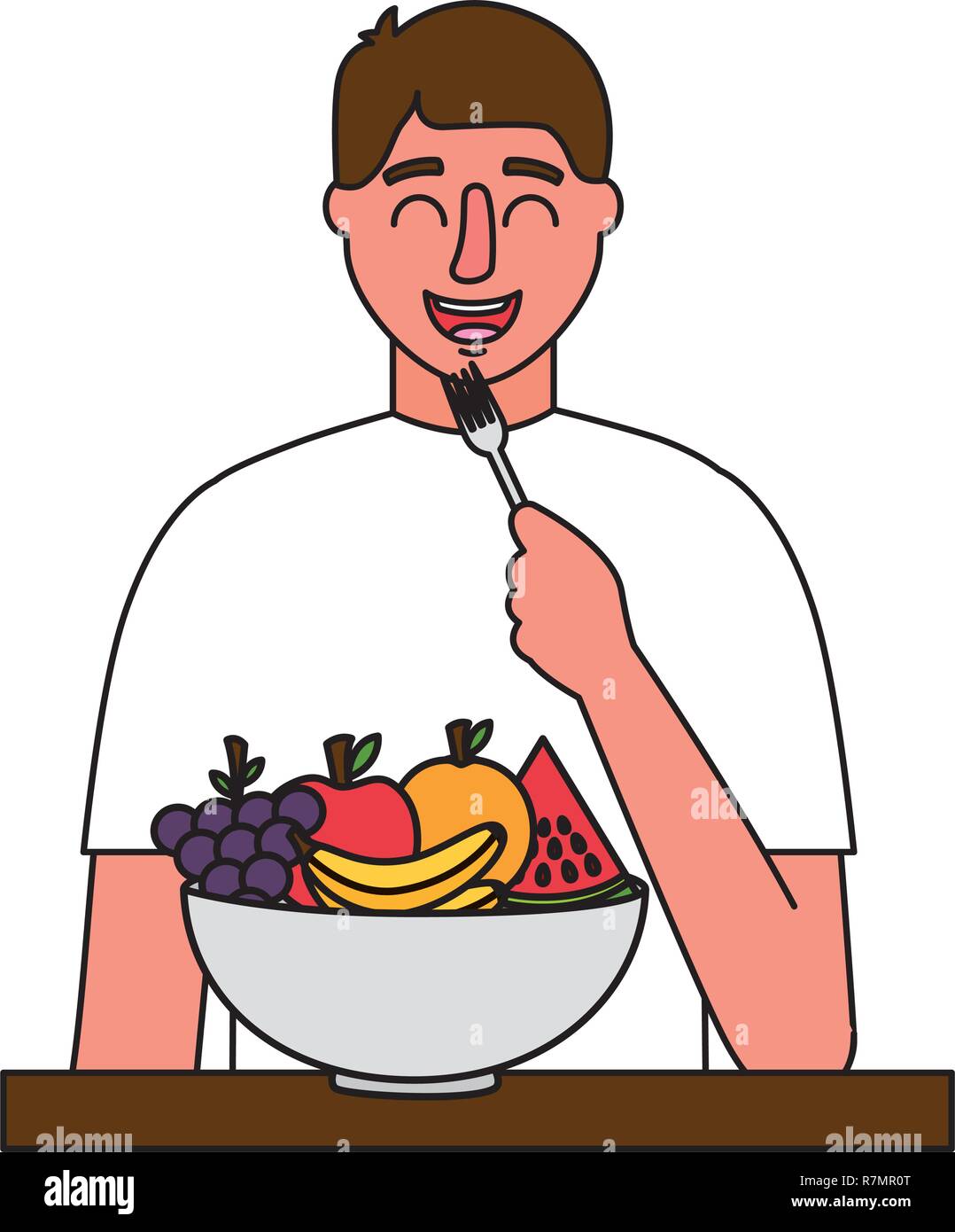 man eating fruits healthy food Stock Vector Image & Art - Alamy
