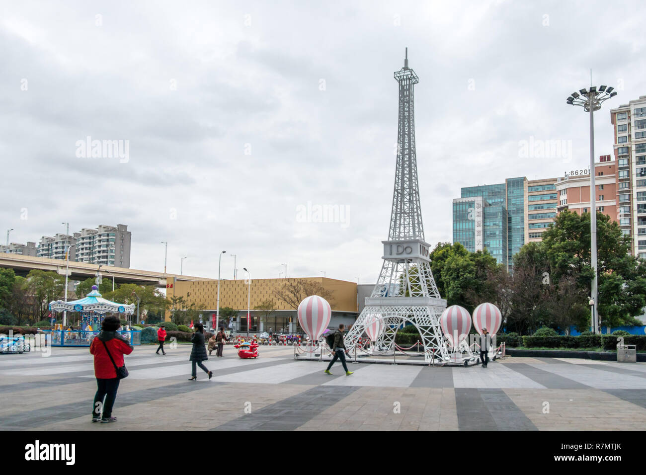 Shanghai, China. 08th Dec, 2018. A 17-meter-tall Eiffel Tower statue ...
