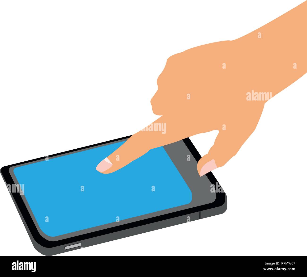 Hand touching smartphone screen Stock Vector Image & Art - Alamy