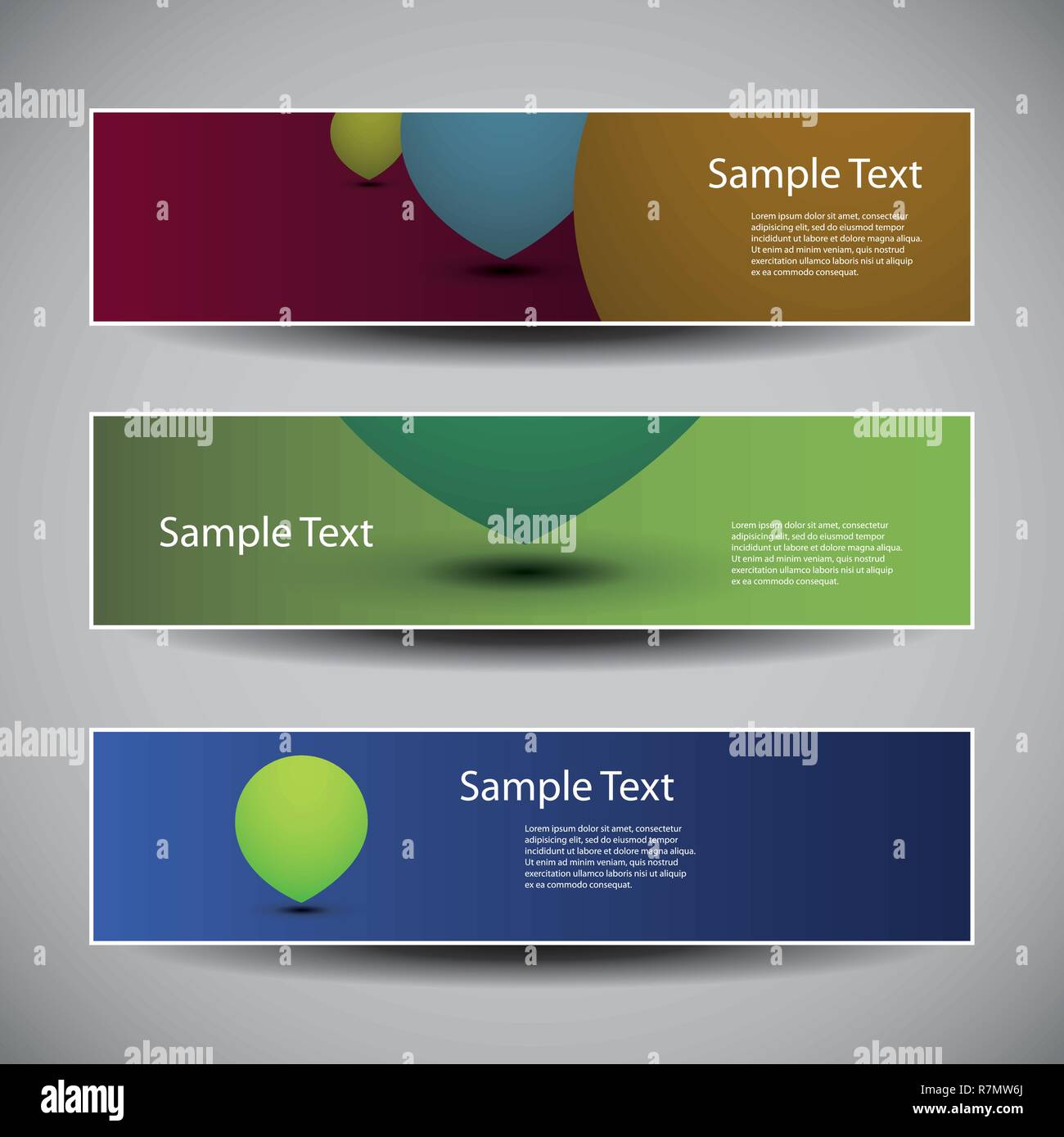 Set of Colorful Headers or Banners with Abstract Designs for ...