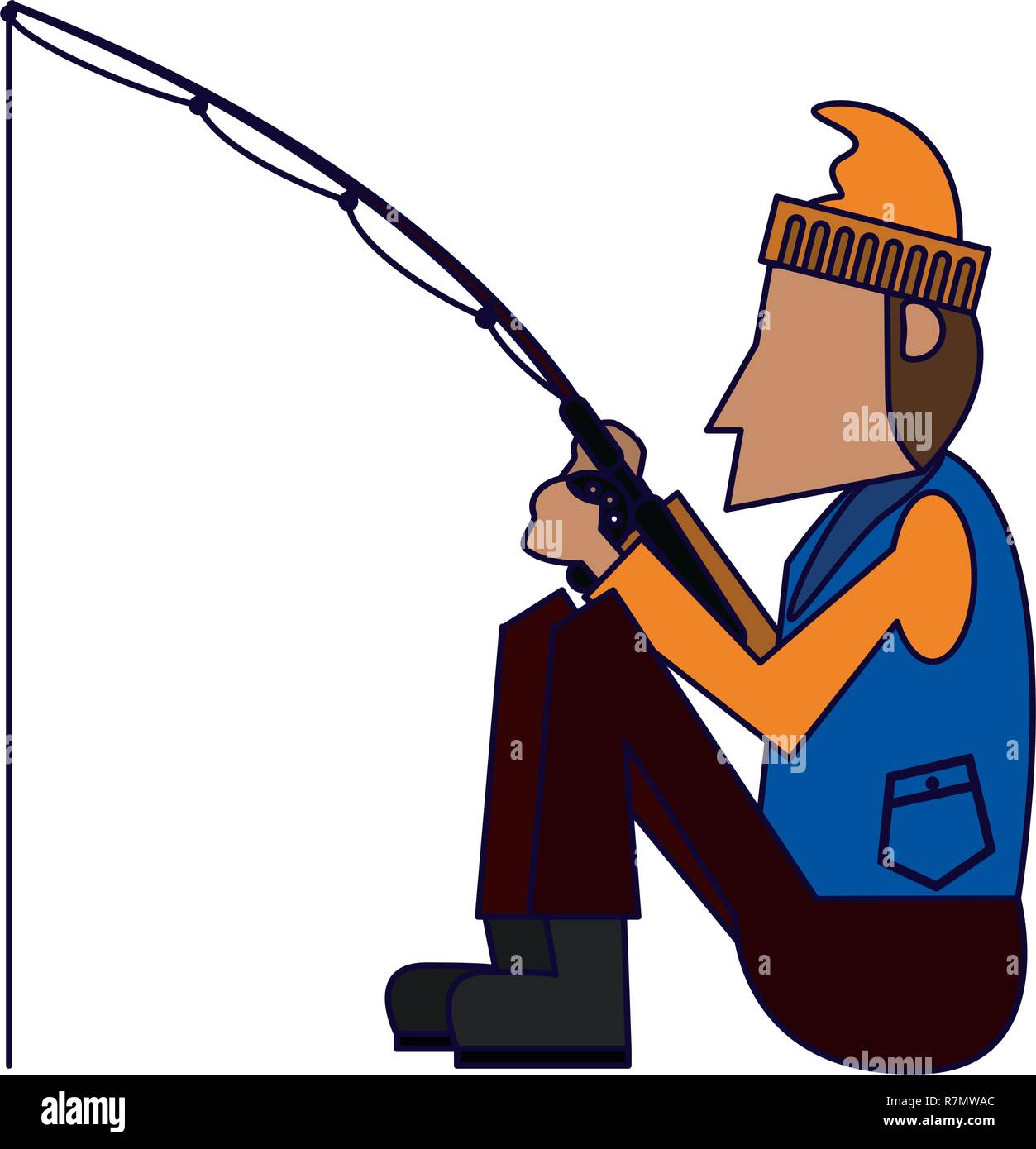 Fisherman with rod Stock Vector Image & Art - Alamy