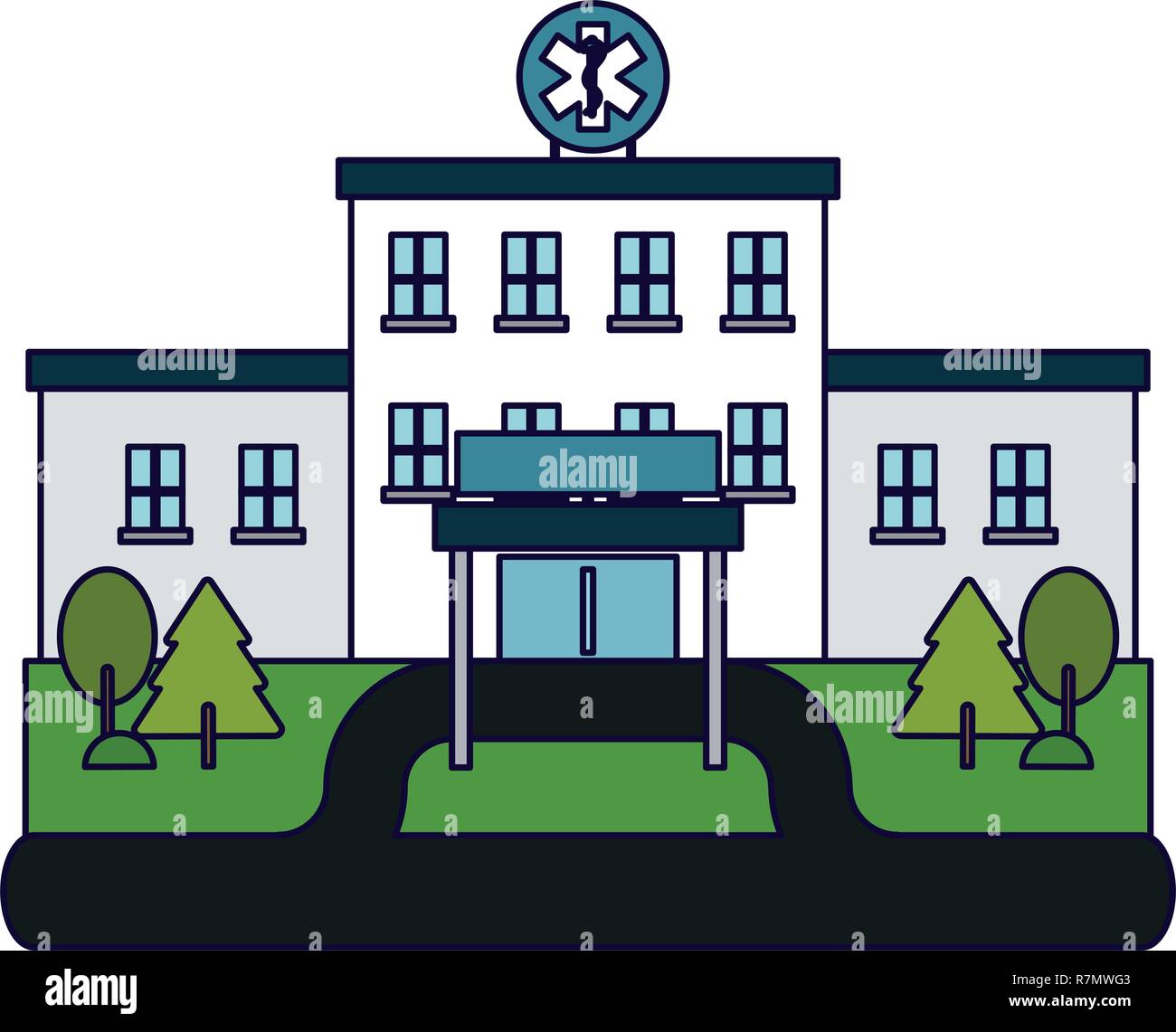 Hospital building scenery Stock Vector Image & Art - Alamy