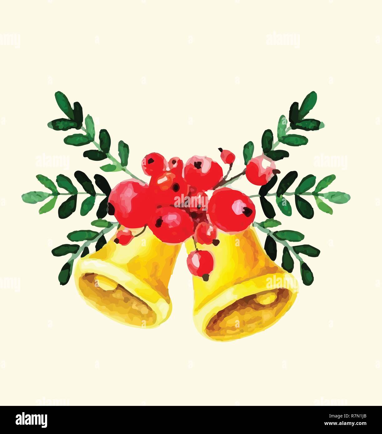 Christmas bells. Watercolor illustration Stock Vector Image & Art - Alamy