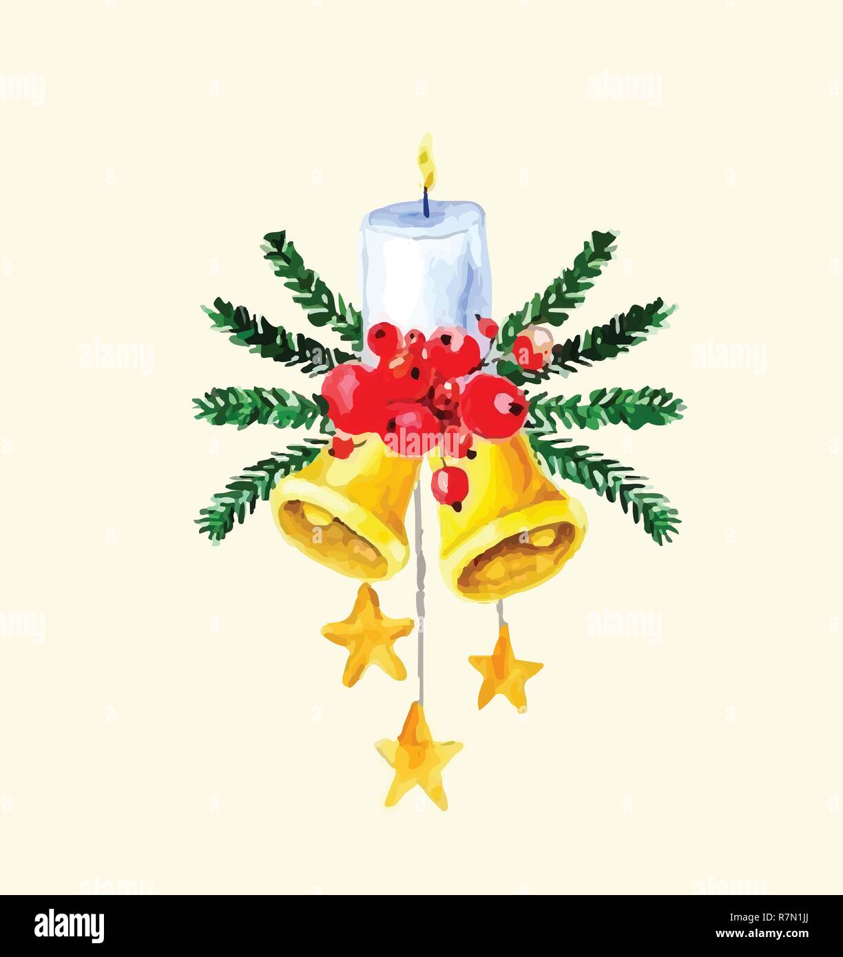 Christmas bells. Watercolor illustration Stock Vector Image & Art - Alamy