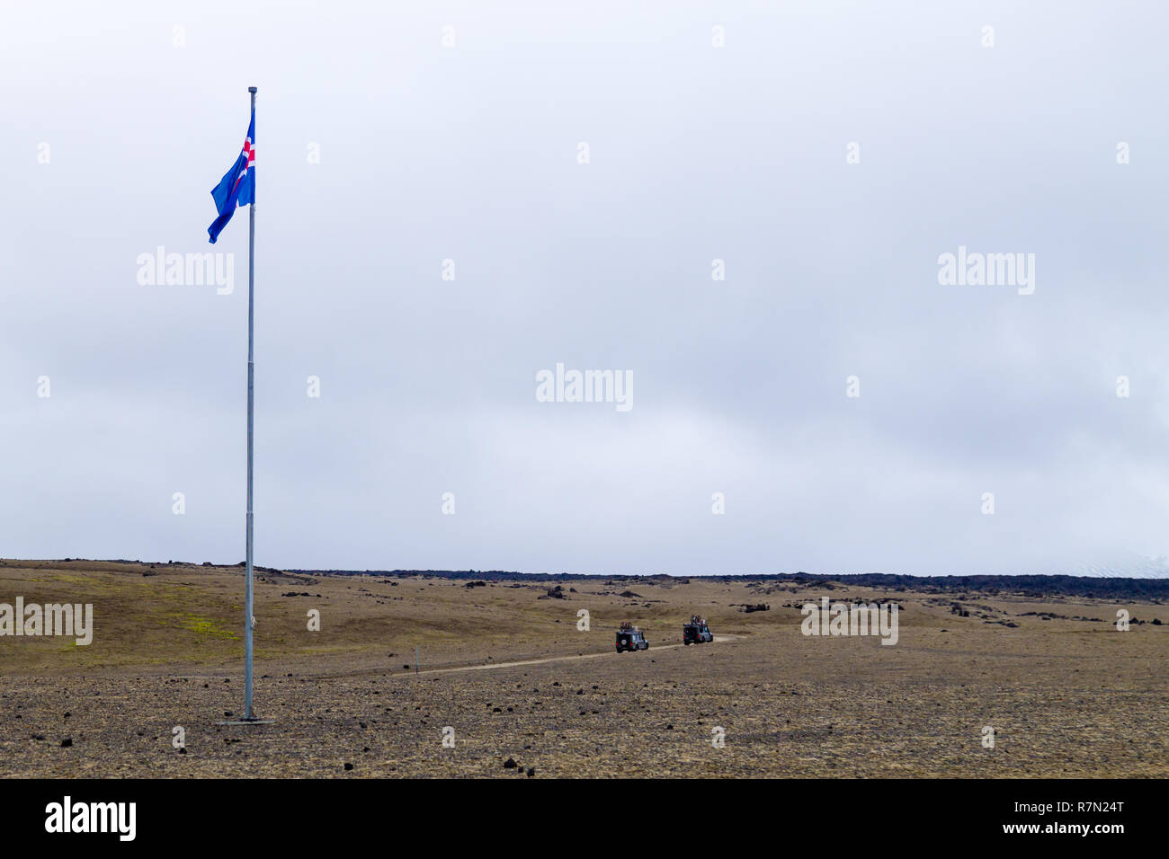 Iceland flag that waves in wind, Icelandic flag view Stock Photo - Alamy
