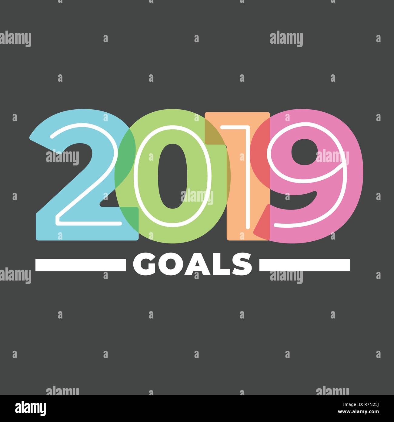 2019 Goals Vector graphic with year 2019 and artistically styled images ...