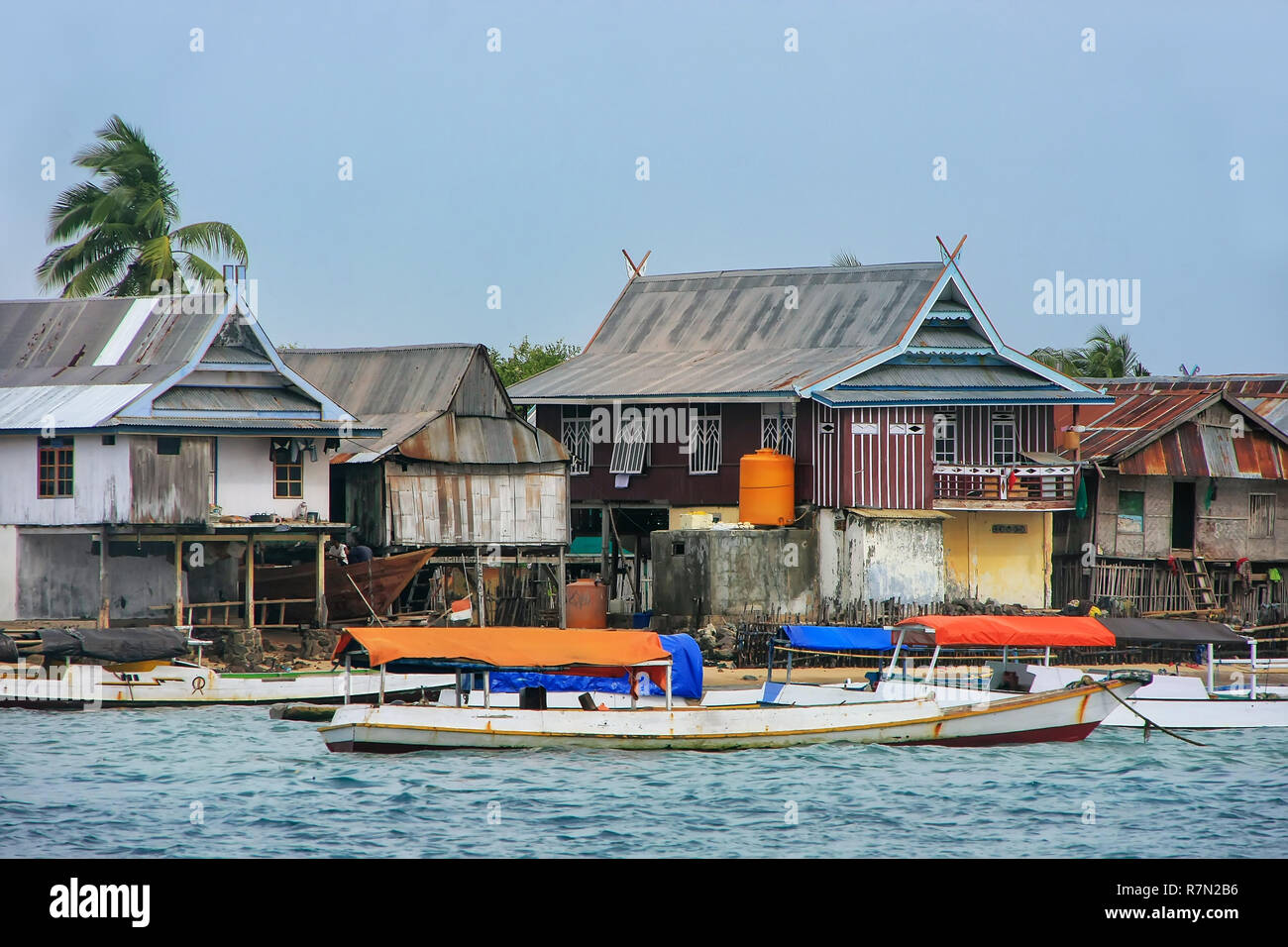 Typical village on small island in Komodo National Park, Nusa Tenggara ...