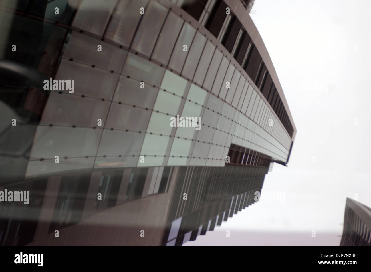Reflection of high rise office buildings in a car windscreen, Hong Kong ...
