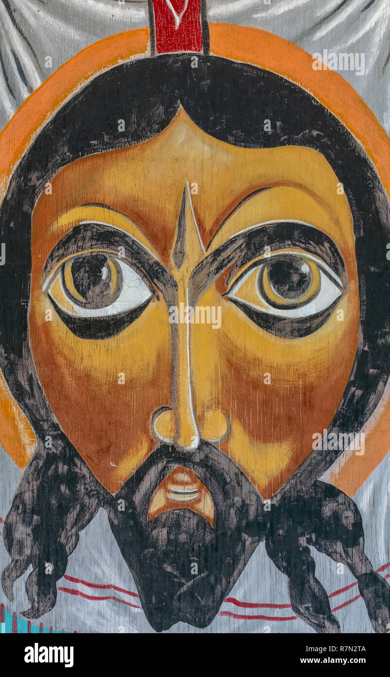 folk art wall painting of Jesus Stock Photo - Alamy