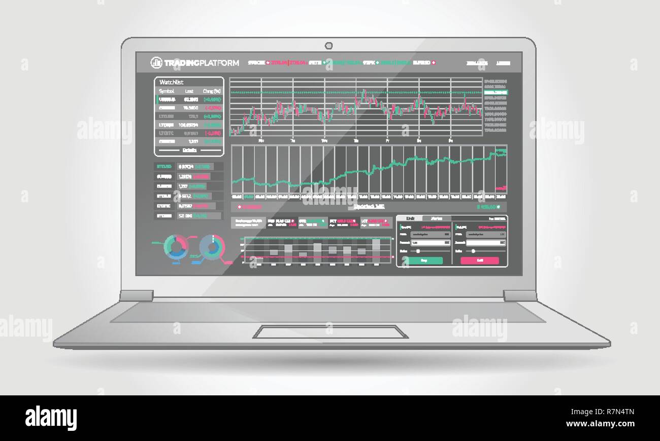 Trading Platform Interface With Infographic Elements Stock Vector Image ...