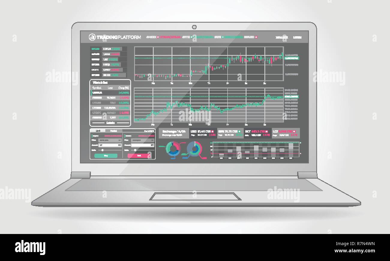 Trading Platform Interface With Infographic Elements Stock Vector Image ...